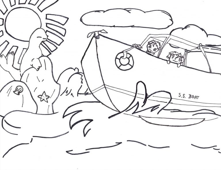Boating Printable Coloring Page for Kids: Splashing Water - Boater Kids